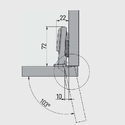Cabinet Hinge Soft Close 100° Full Overlay - Debonair Joinery Products